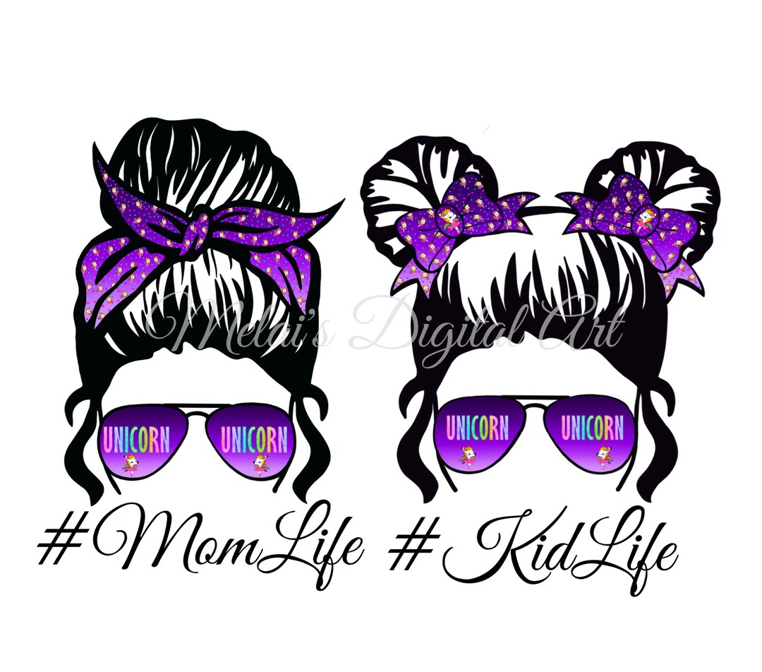 BUNDLE Purple Unicorn Mom Life and Kid Life, Shirt Decal, Tumbler Decal ...