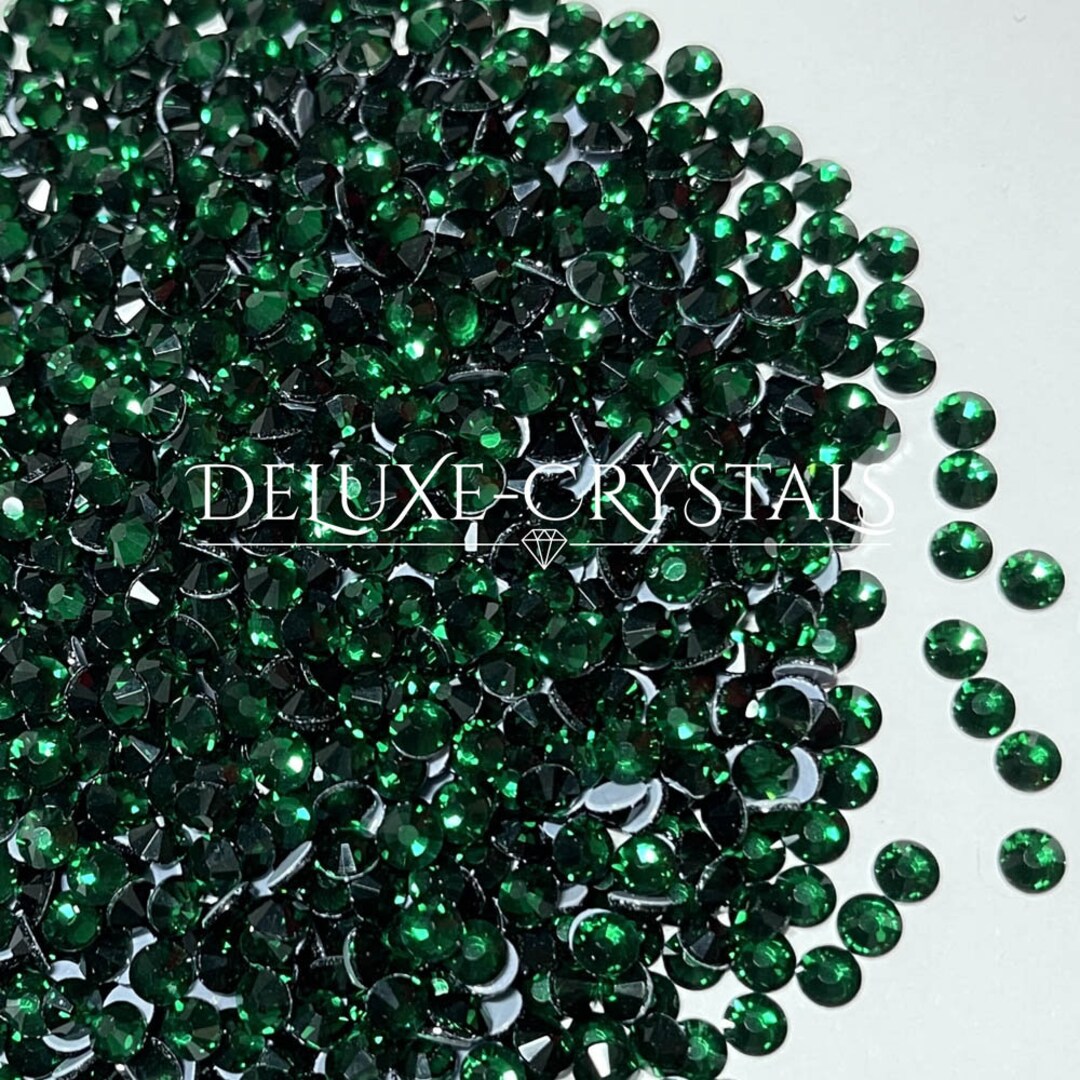 1440 Emerald Green Hotfix Rhinestones - 5mm SS20 - Dark Green Crystals ...