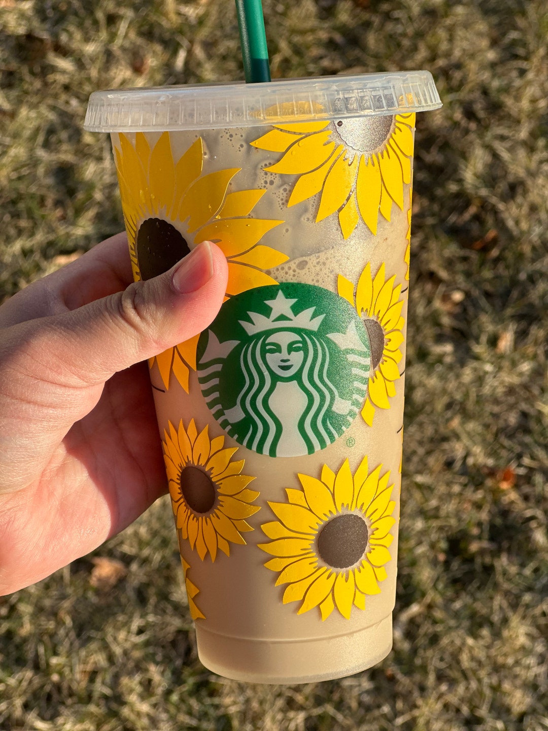 Sunflower Cold Cup 24oz, Sunflowers Iced Coffee Tumbler With Lid & Straw, Sunflowers Gifts for ...