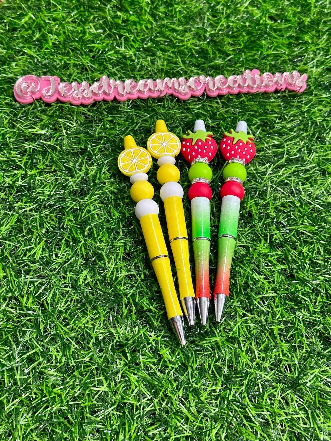 Lemon Pen Strawberry Pen Silicone Beads Beaded Pen Personalized Pen ...