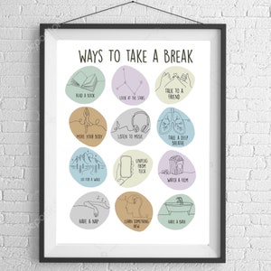 Take a Break Print, Mental Health, Digital Download Print, Poster Print ...