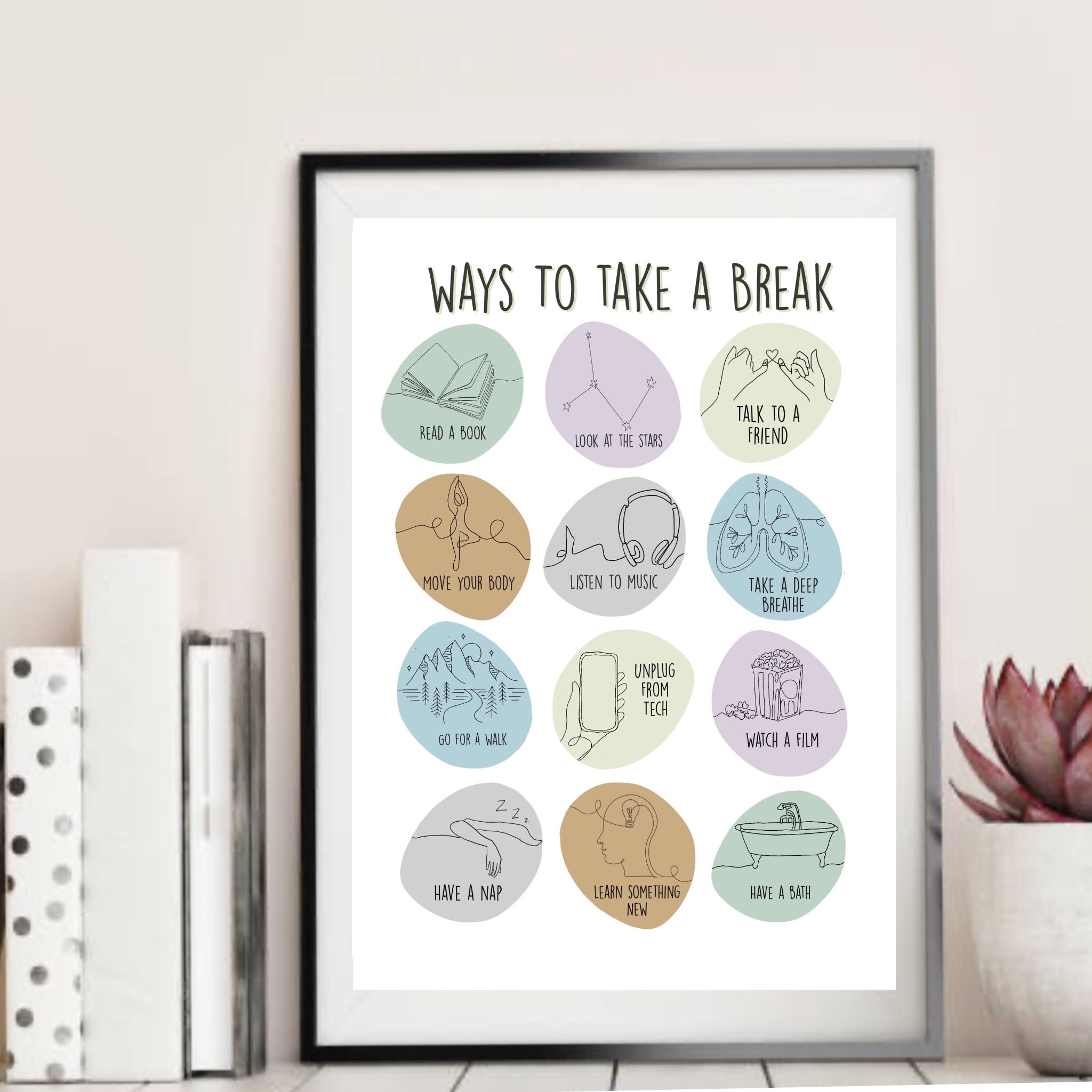 Take a Break Print, Mental Health, Digital Download Print, Poster Print ...