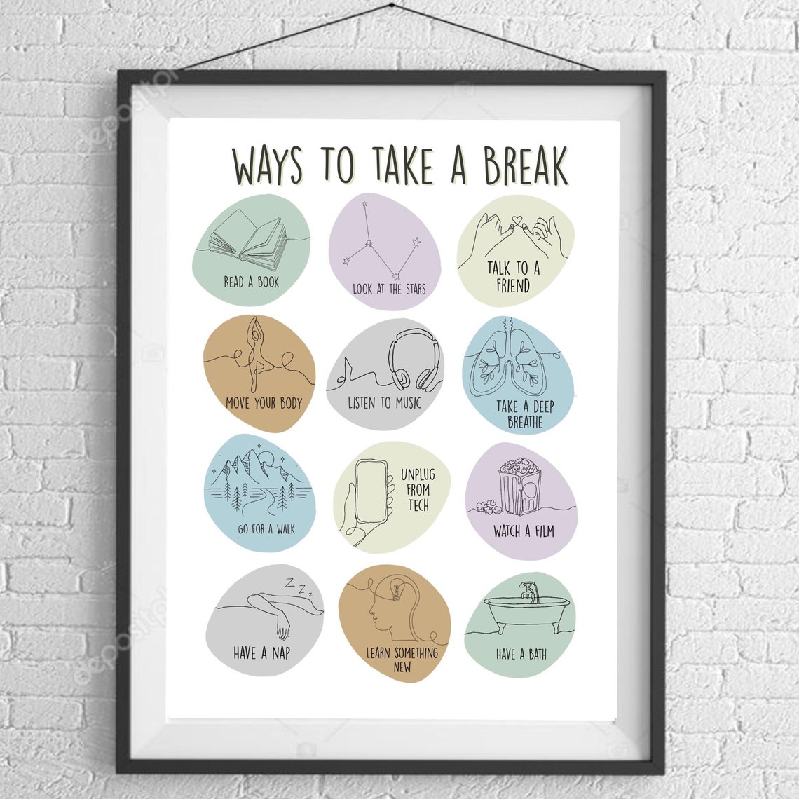 Take a Break Print, Mental Health, Digital Download Print, Poster Print ...
