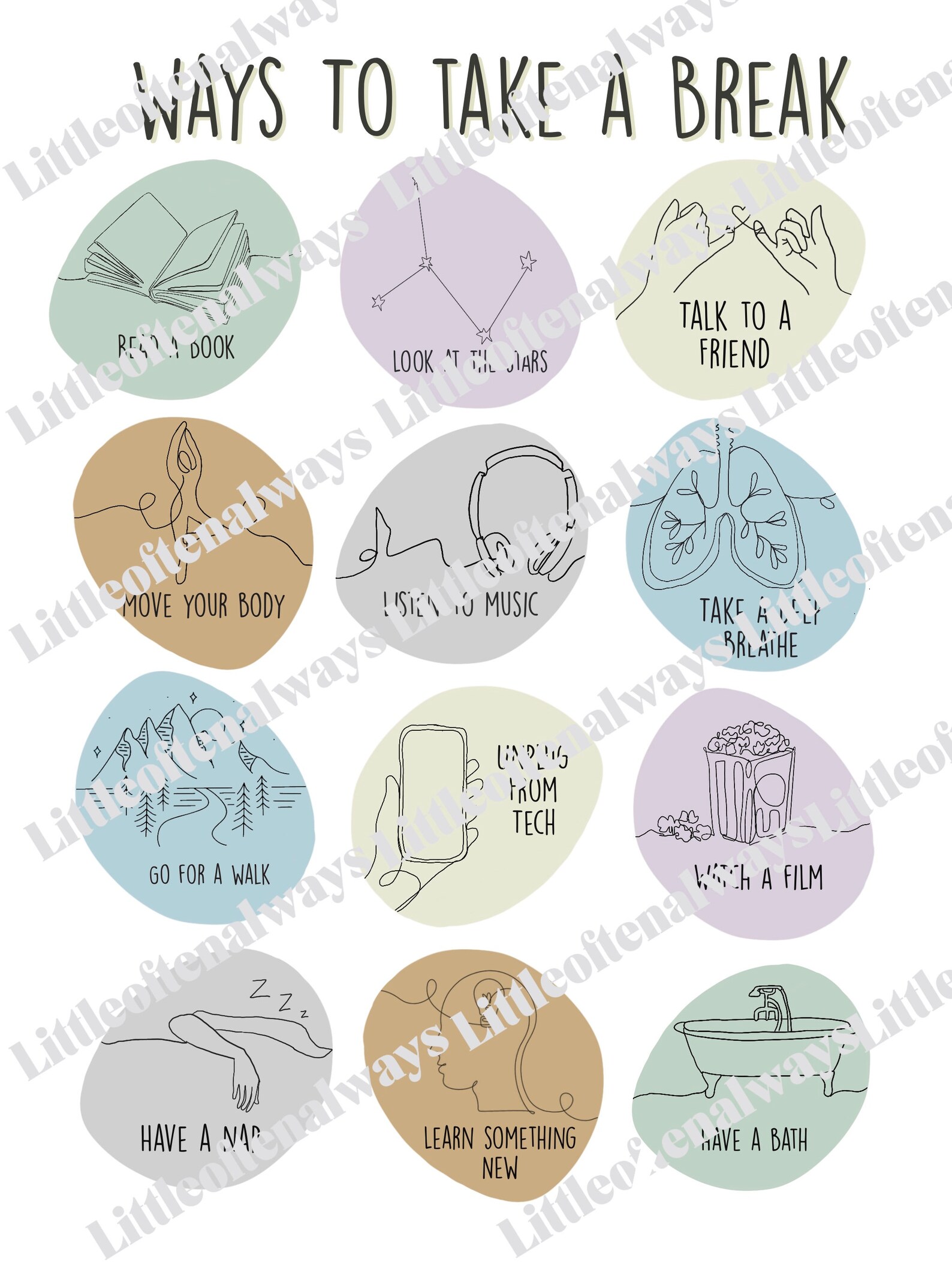 Take a Break Print, Mental Health, Digital Download Print, Poster Print ...