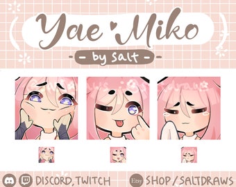 Hug Emote raiden Shogun Yae Miko 2 Kawaii Chibi Emotes Twitch, Discord ...