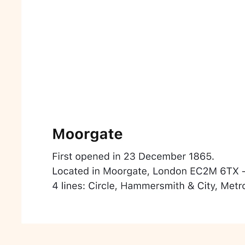 Moorgate Station London Tube Map Print, Minimalist Art - Etsy UK
