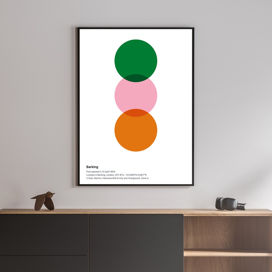 Barking Station London Underground Print Tube Map Pantone Station ...