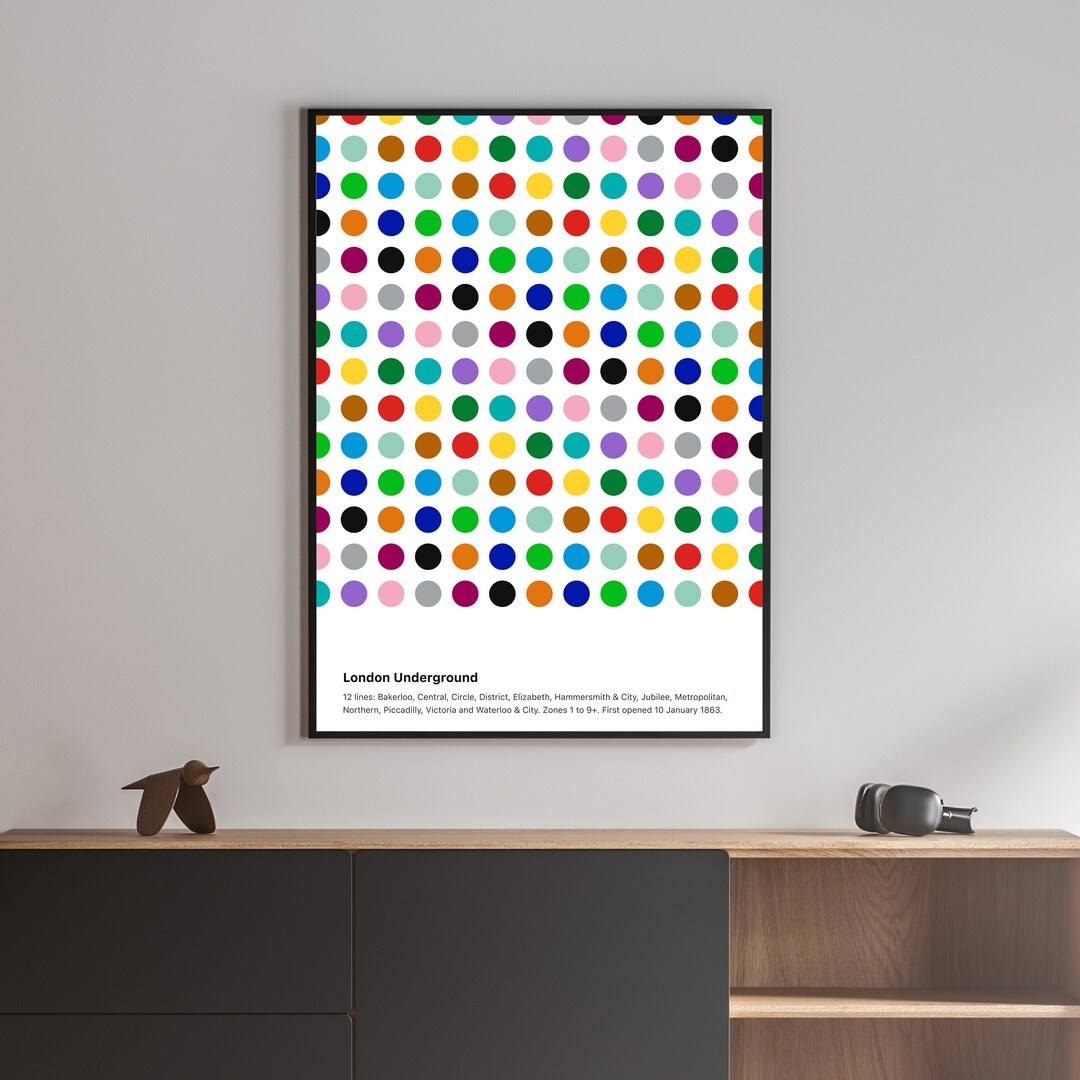 London Underground Print Tube Map Pantone Station Poster Train Art ...