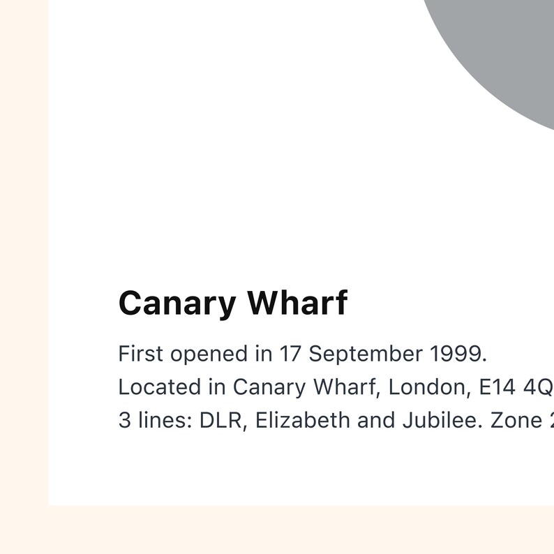 Canary Wharf London Underground Art Print, Minimalist Tube Map - Etsy