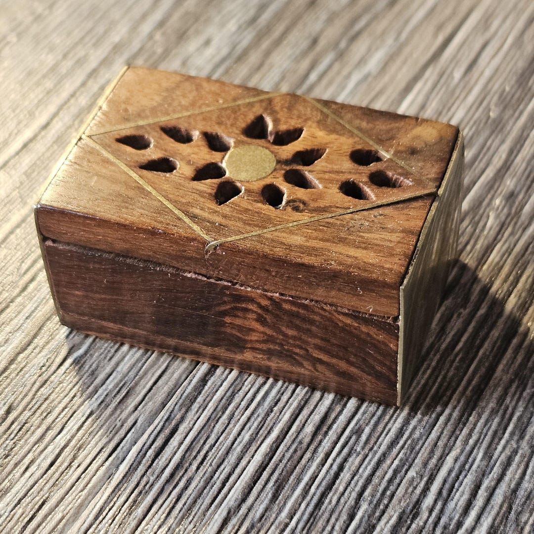 Mini Manifesting Box With Brass Inlay – Wood Keepsake Box for ...
