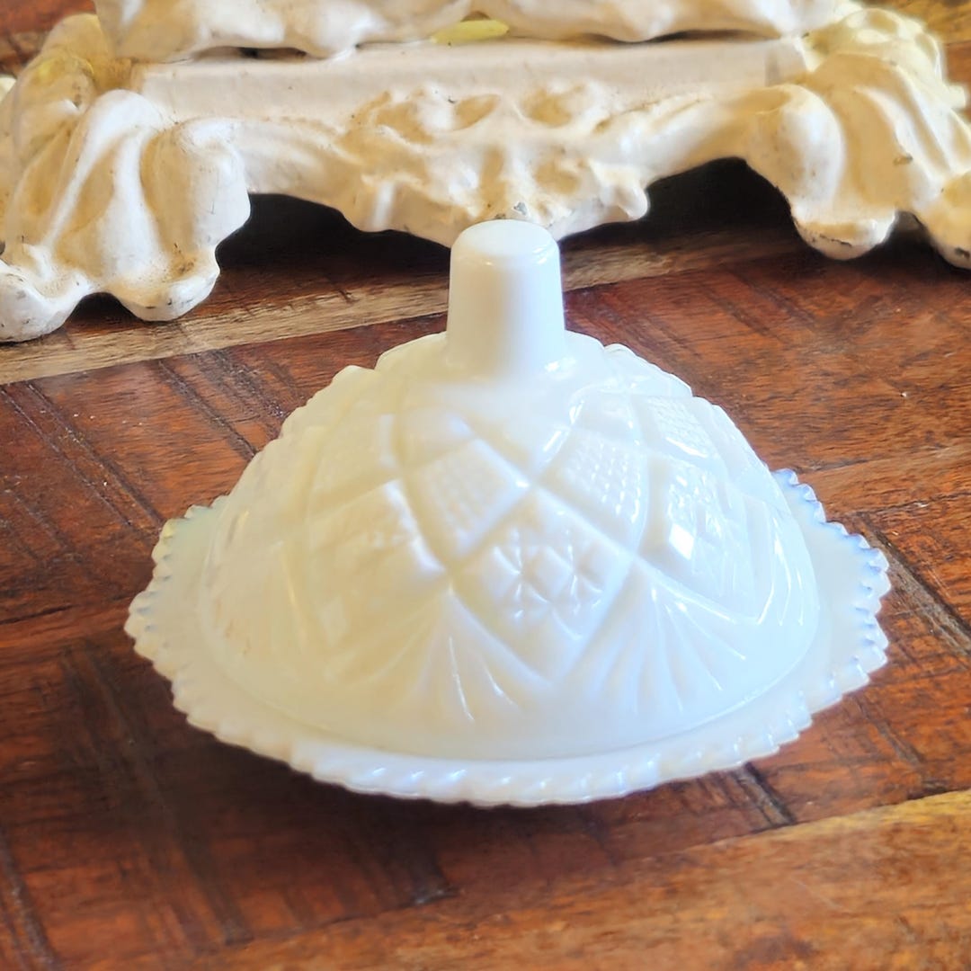 Vintage Milk Glass Lidded Dish | Altar Incense Burner, Offering Bowl ...