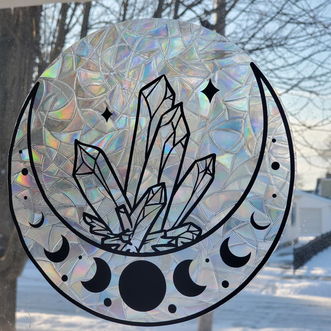 Moon and Crystals Suncatcher Window Cling Decor Decal - Etsy