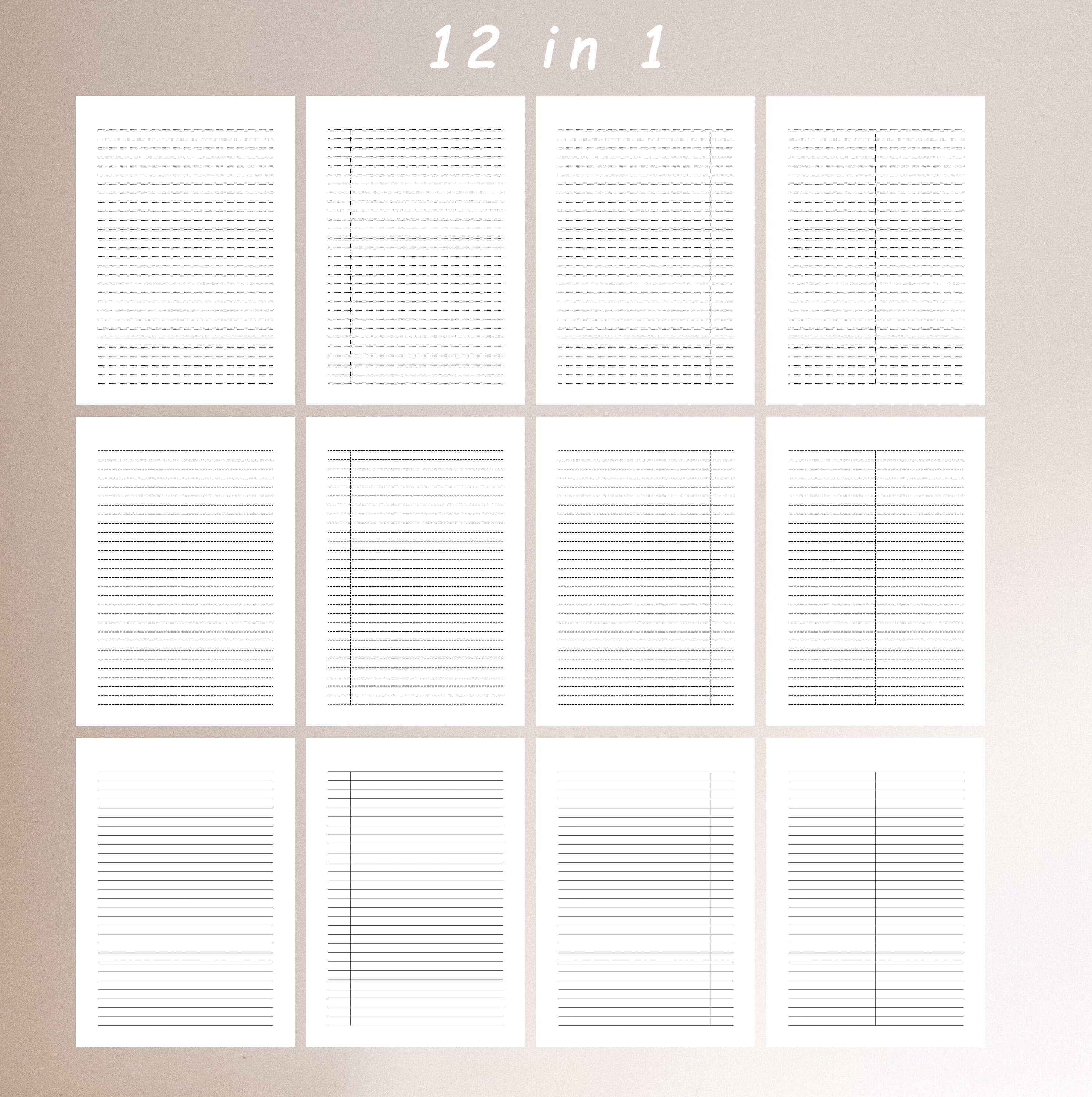 Blank Lined Notes Planner Printable | Blank Lined Notes | Lined Note ...