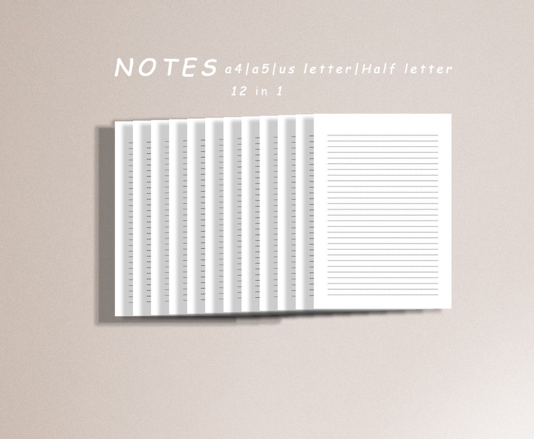 Blank Lined Notes Planner Printable | Blank Lined Notes | Lined Note ...