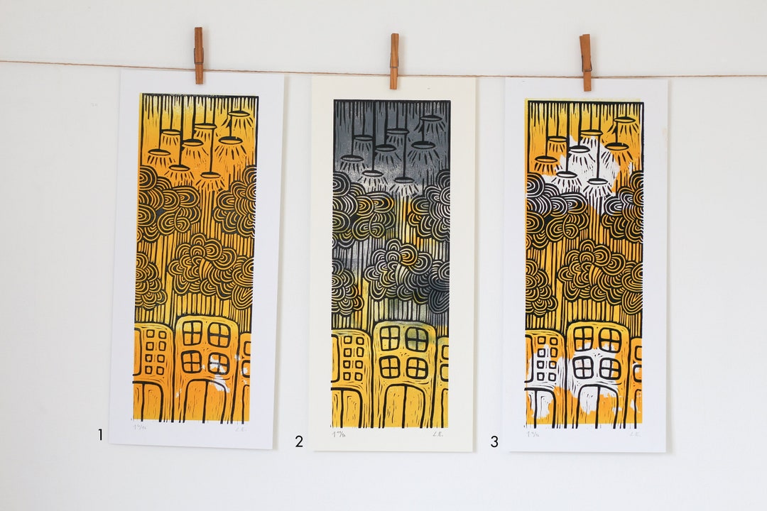 LINOCUT NIGHT ART Long Night Print Long Night Art Linocut - Etsy