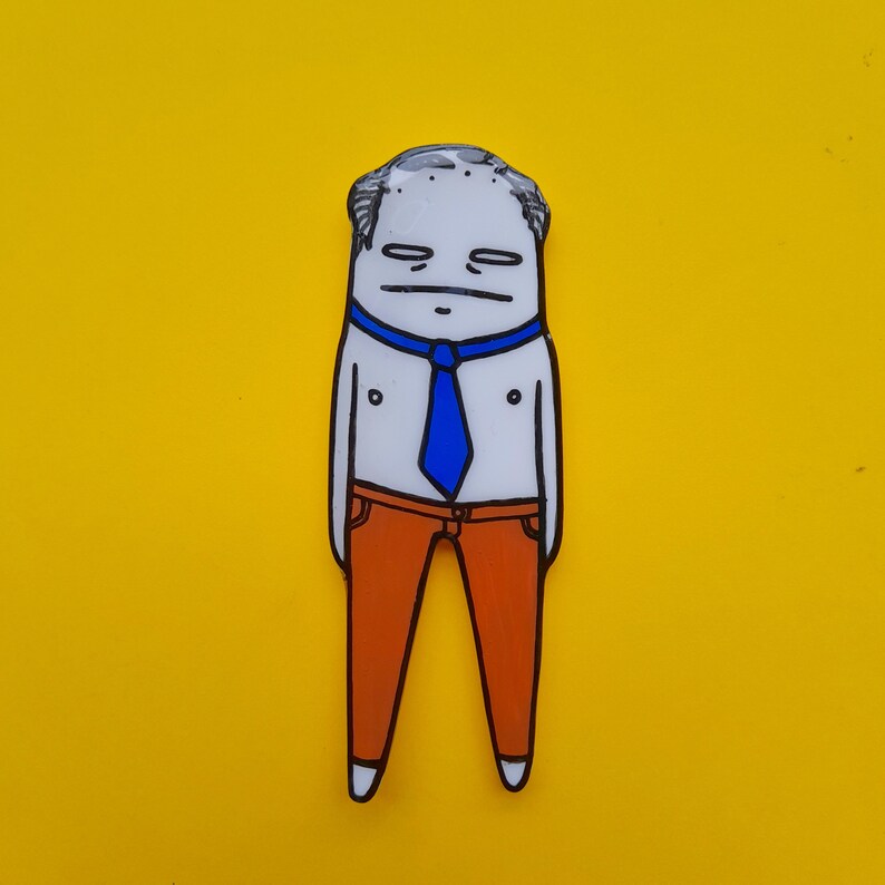 Office Party Guy // Funny Rude Cartoon Fridge Magnet // Handmade ...