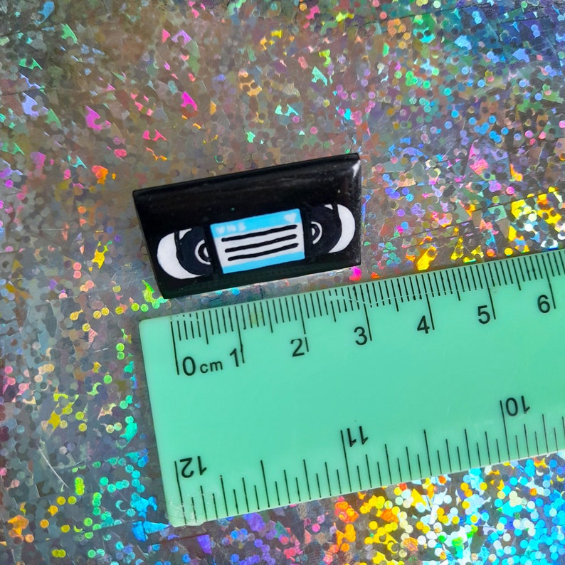 Mini VHS Video Tape Pin Badge // Handmade Polymer Clay Cute Cartoon ...