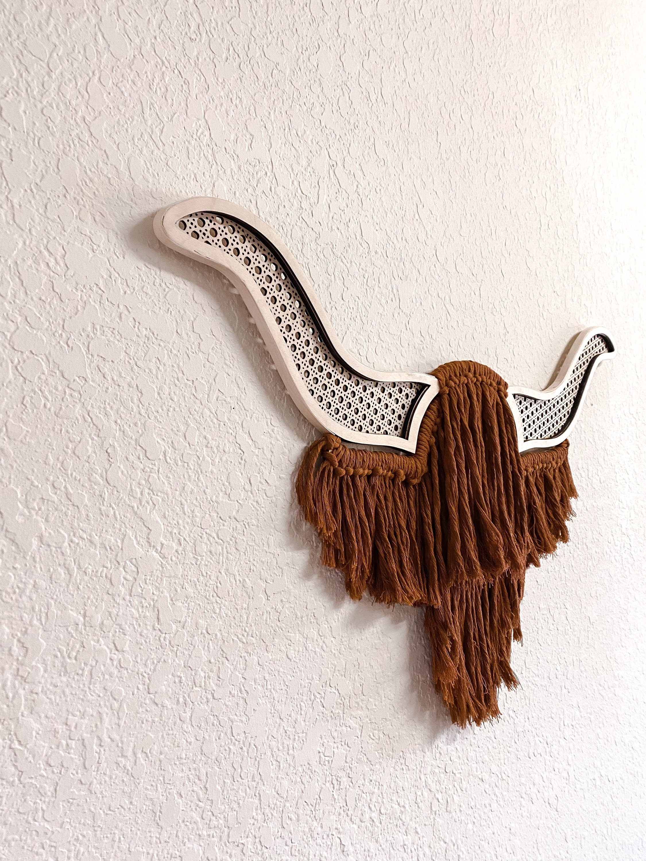 Highland Cow Macrame Rattan Wall Hanging - Etsy