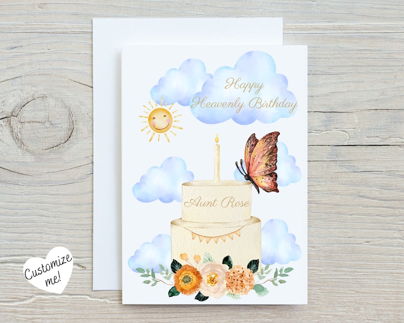 Heavenly Birthday Card | Custom Card for Deceased | Happy Birthday Card ...