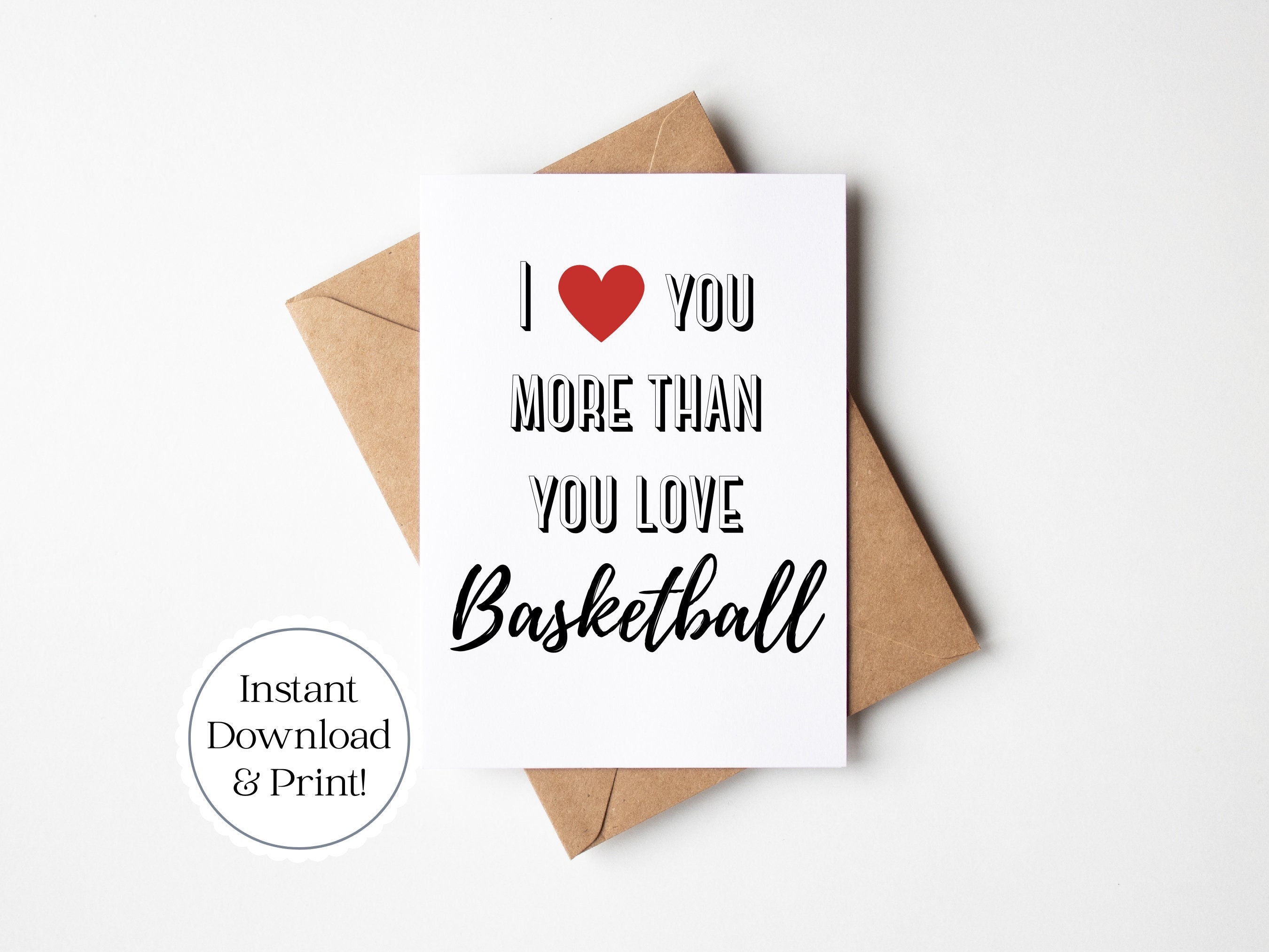 Printable Basketball Card Funny Love Card Anniversary or Birthday I ...