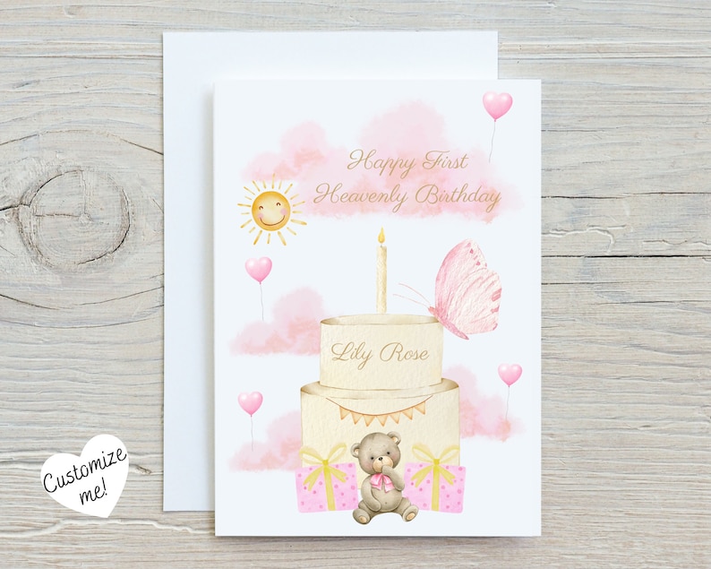 Heavenly Birthday Card | Angel Baby Card | Stillborn Baby Birthday Card ...