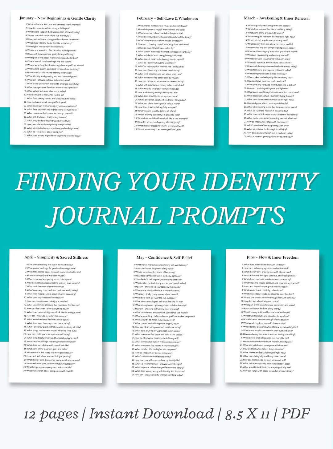 365 Finding Your Identity Journal Prompts, Self Discovery Journal ...