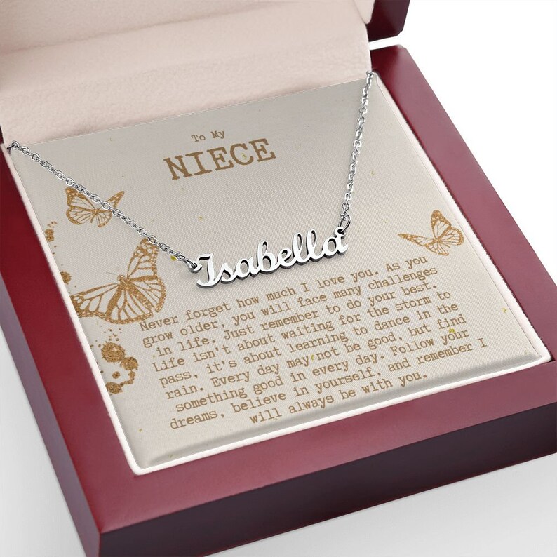 Niece Custom Necklace Gift With Message Card, Silver Personalized Name ...