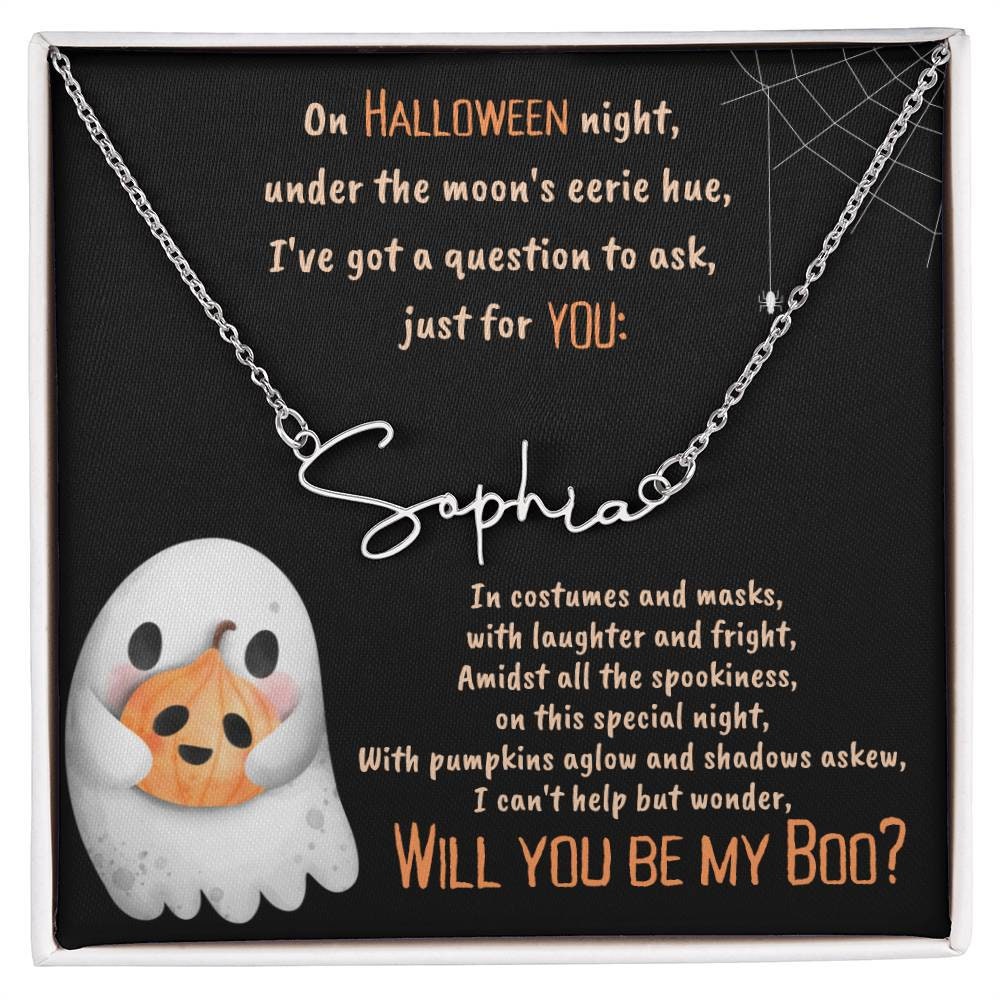 Will You Be My Boo Signature Name Custom Necklace Halloween - Etsy