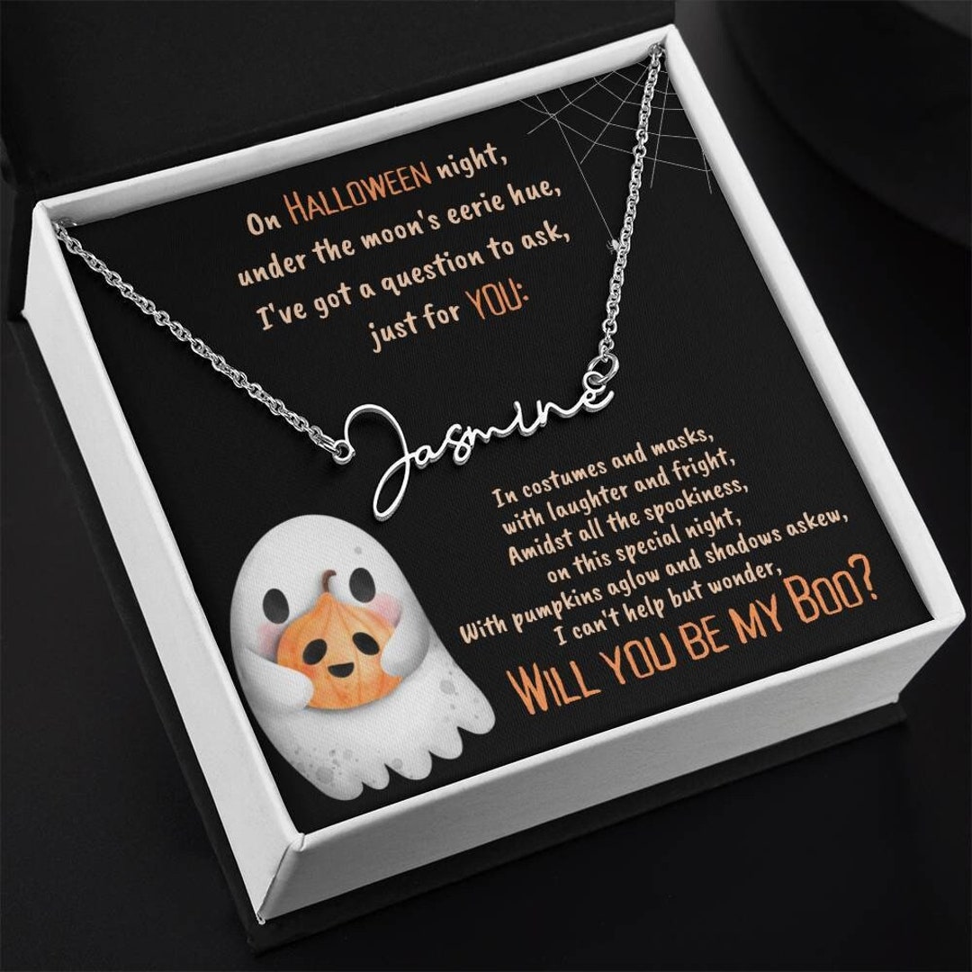 Will You Be My Boo Signature Name Custom Necklace, Halloween Themed ...