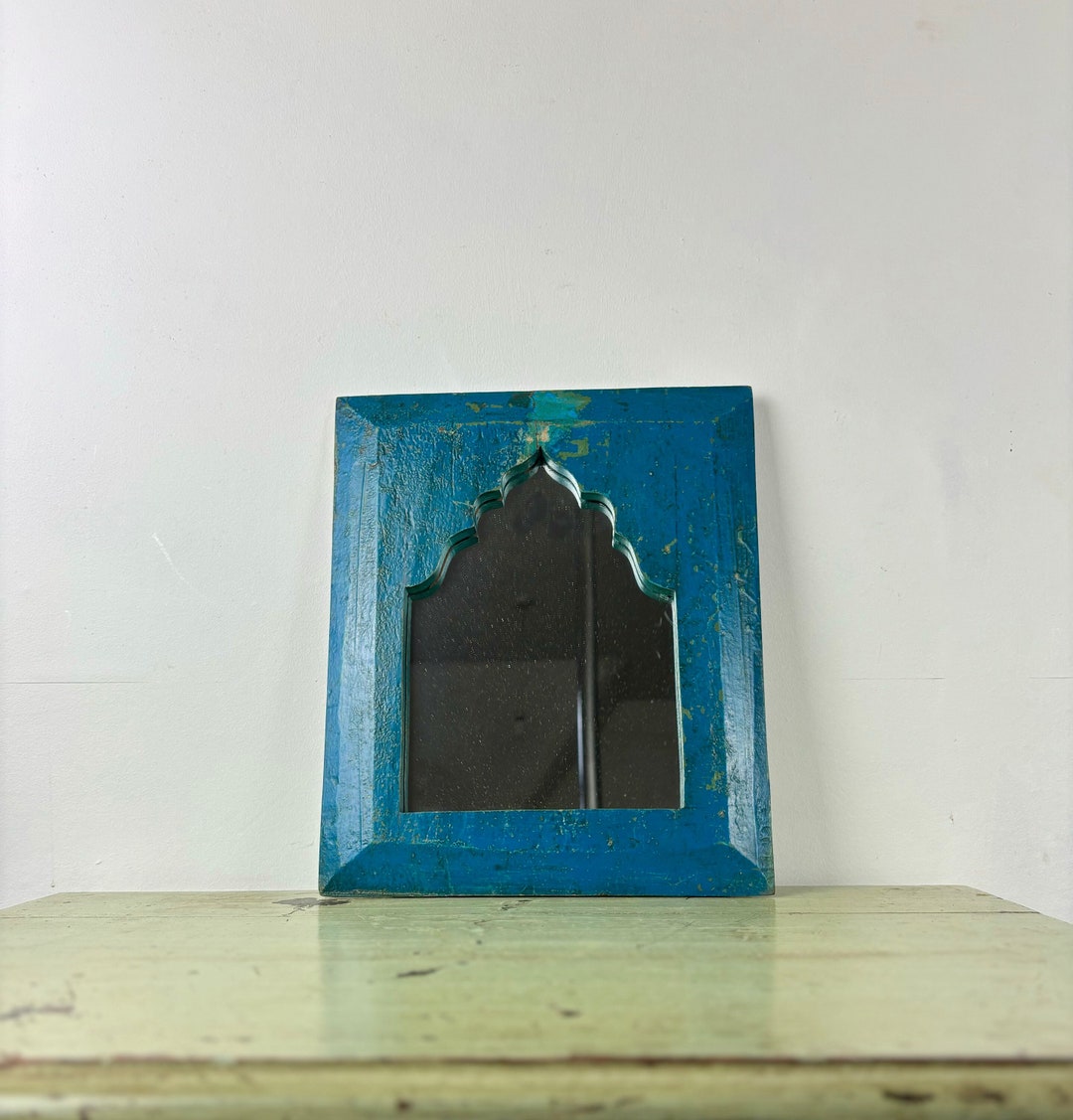 Indian Vintage Hand Painted Wide Panel Mihrab Mirror Dark Blue - Etsy