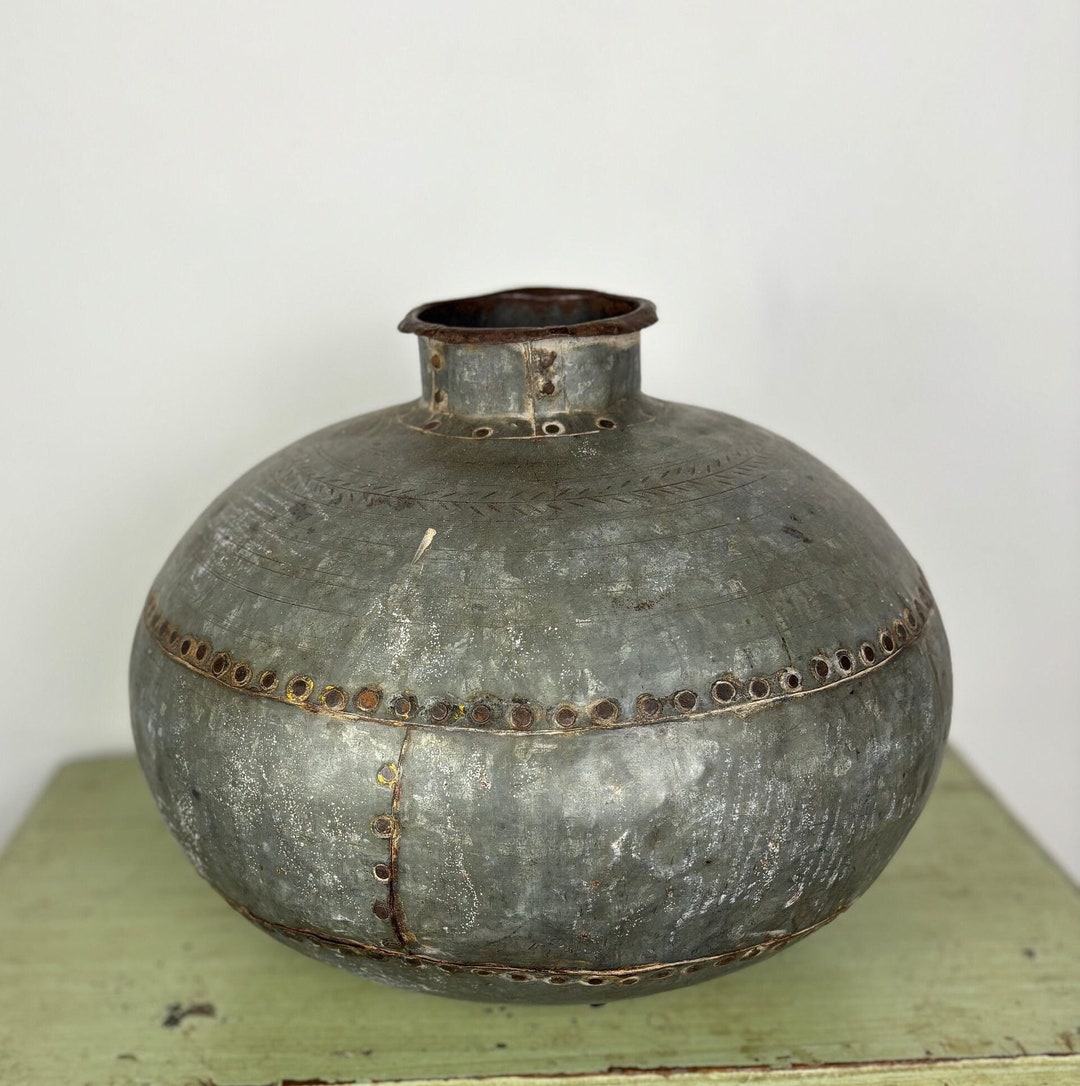 Indian Vintage Original Metal Matki Zinc and Brass Water Pot - Etsy