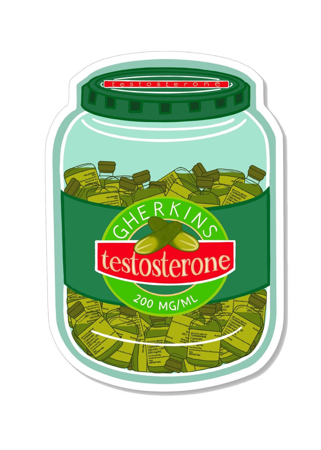 Classic Testosterone Pickle Sticker - Etsy