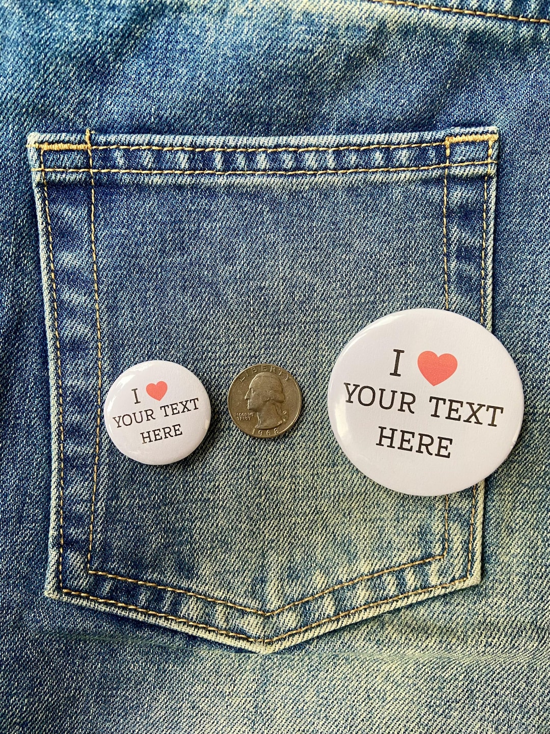 Customizable I Heart Button - Made to Order Personalized Gift - Etsy