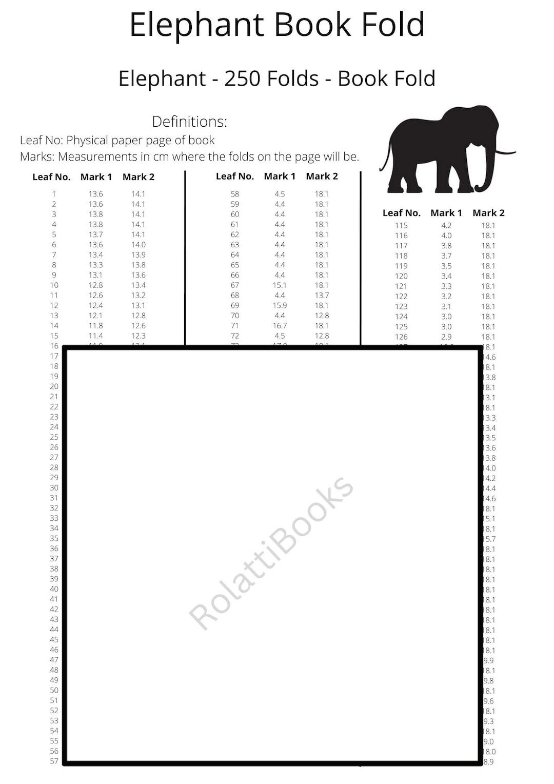243. Elephant Book Fold - Animal - 250 Folds - Pattern Only - Safari ...