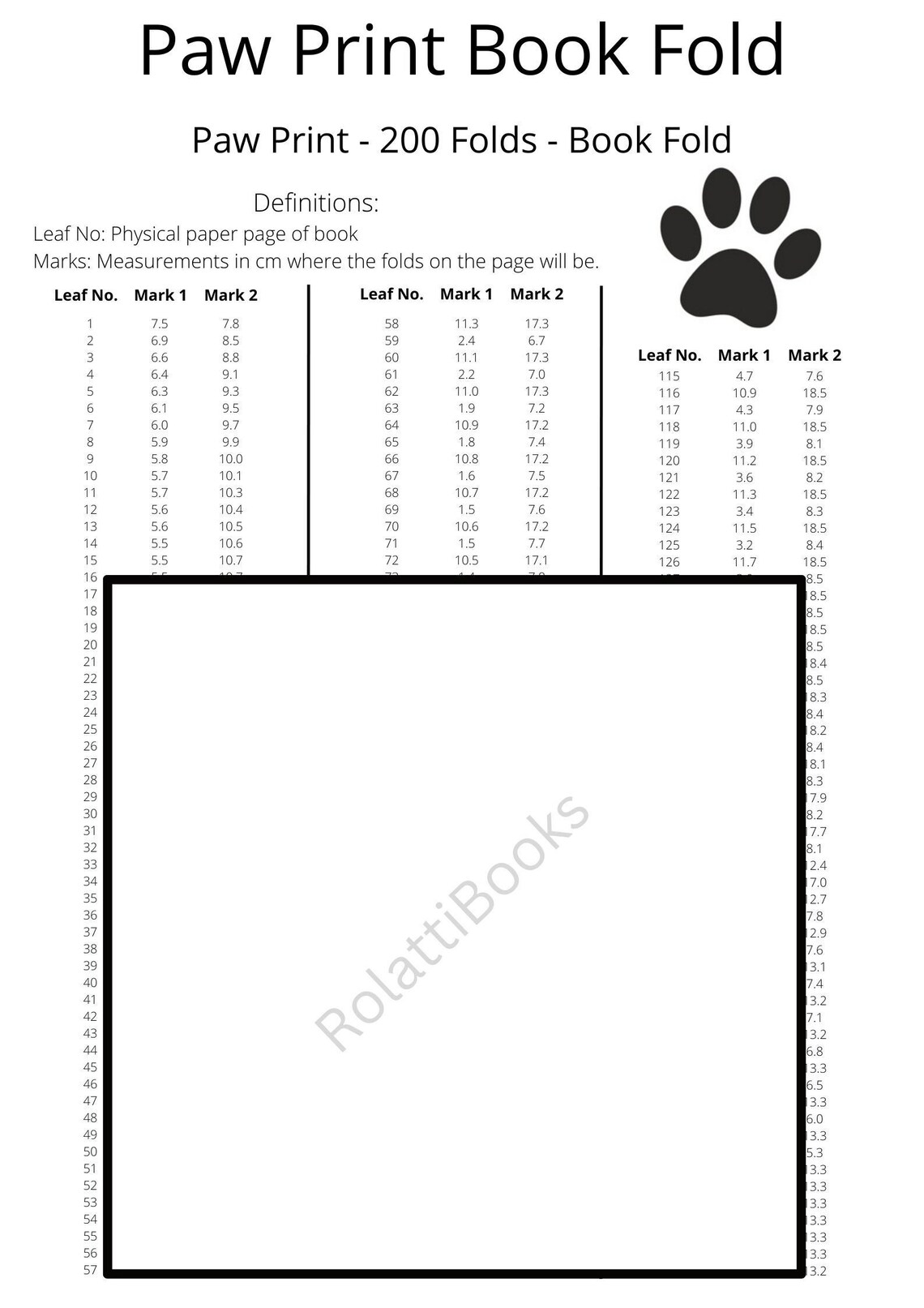 217. Paw Print Book Fold - Animal - 200 Folds - Pattern Only - Pet ...