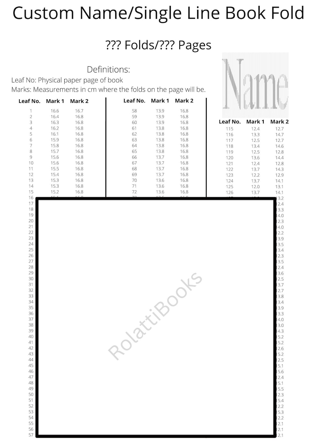 123. Custom Name Book Fold - Personalised - ?? Folds - Pattern Only ...