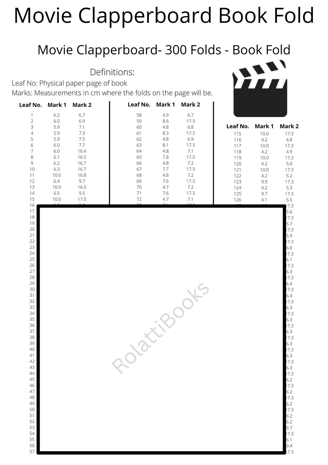 192. Movie Clapperboard Book Fold - Decoration - 300 Folds - Pattern ...