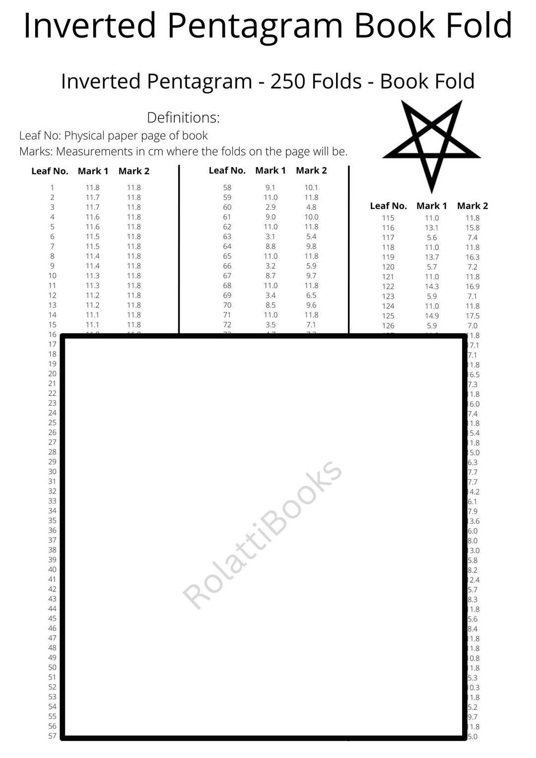 200. Inverted Pentagram Book Fold - Decoration - 250 Folds - Pattern ...