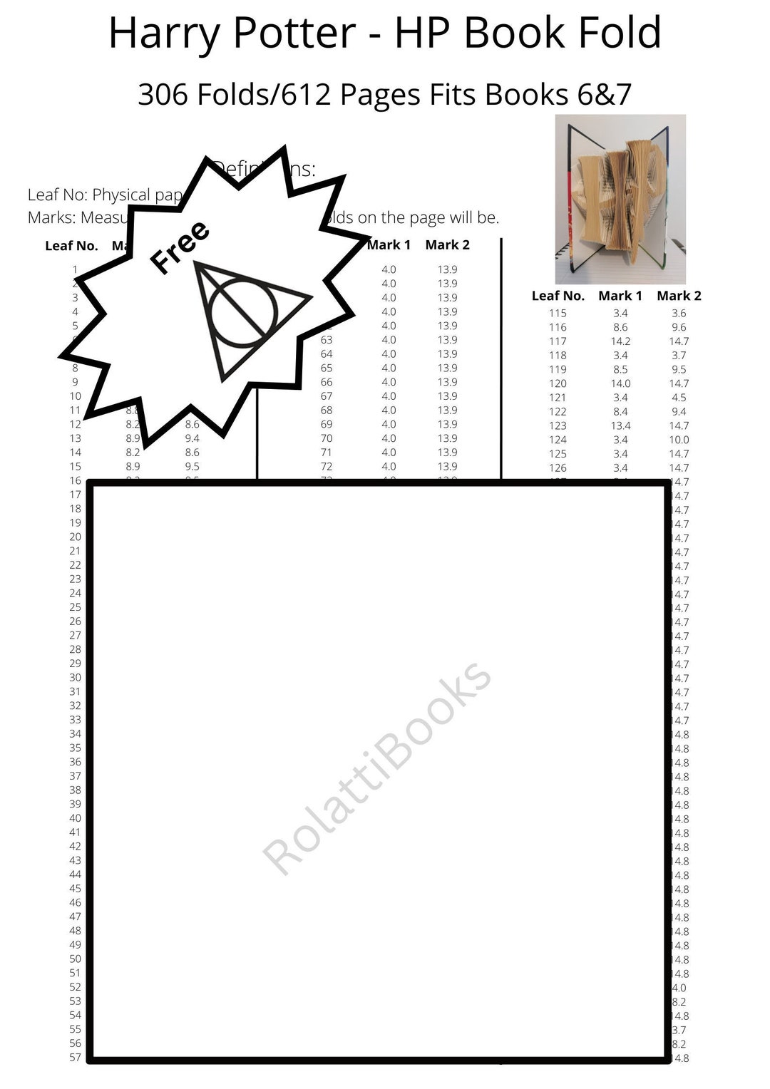 1. "hp" Book Fold Pattern - Harry Potter - 6 Sizes + 6 Free Deathly ...