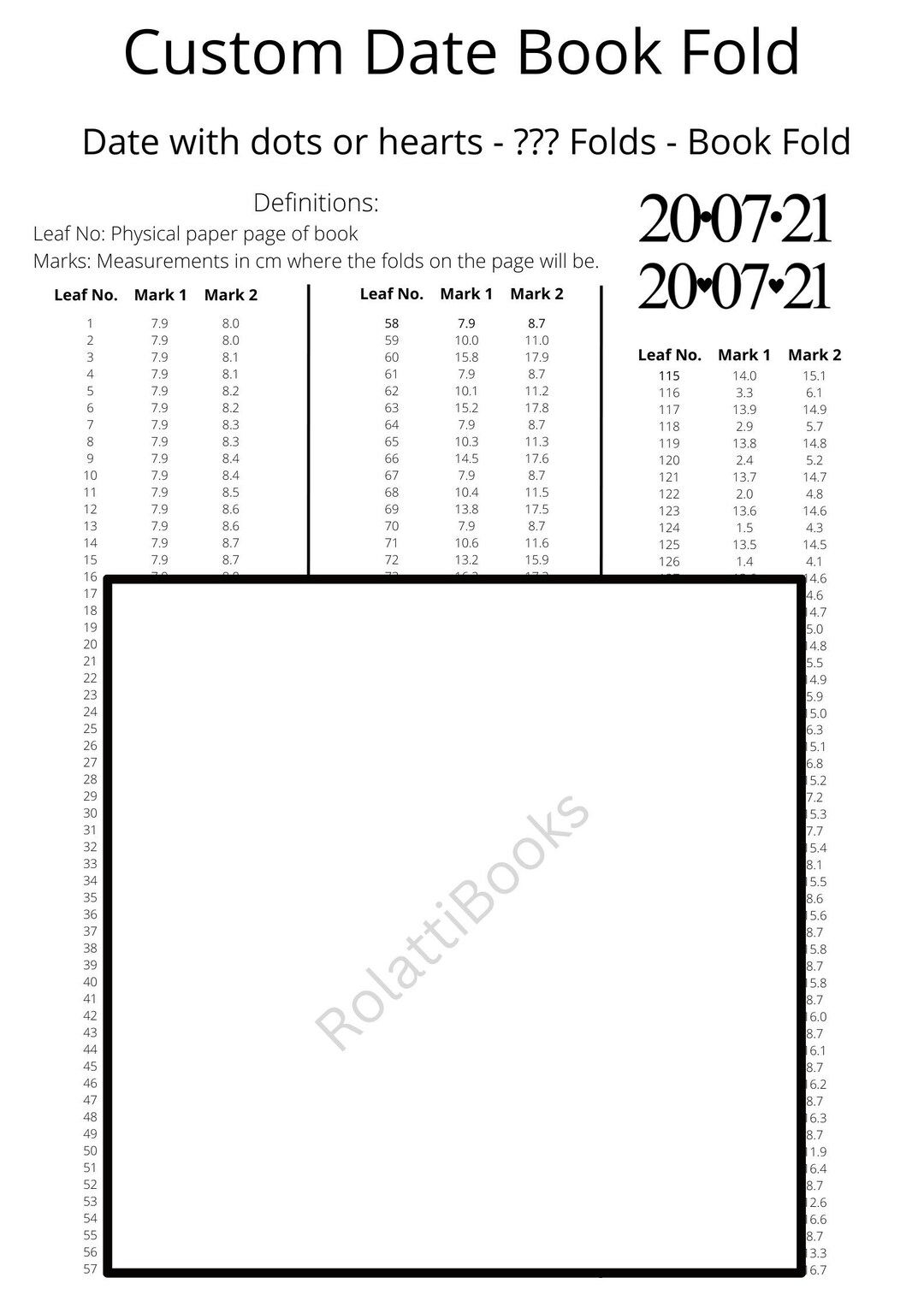 303. Custom Date Book Fold - Personalised - ??? Folds - Pattern Only ...