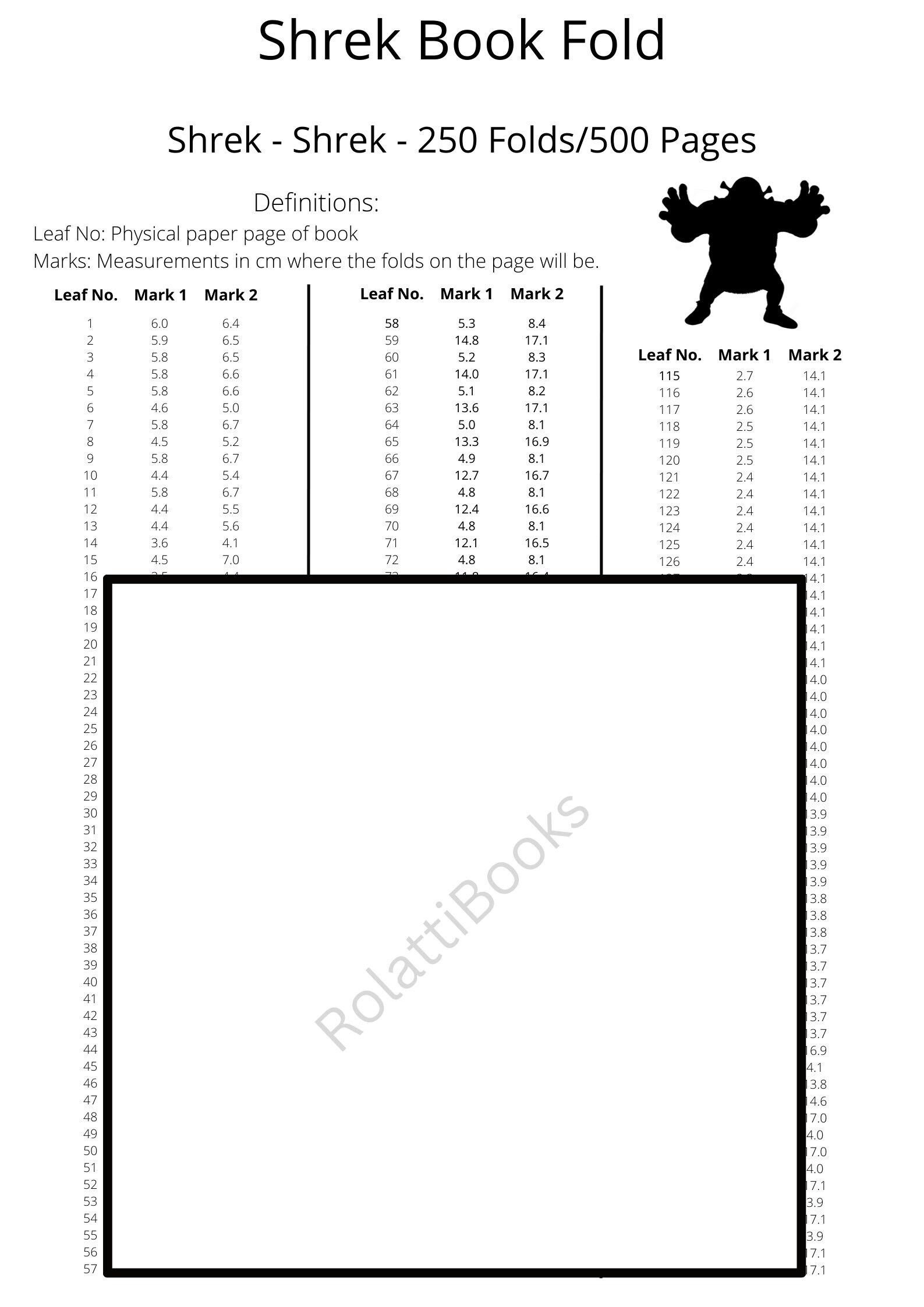 25. Shrek Book Fold - Shrek - 250 Folds - Pattern Only - Free ...