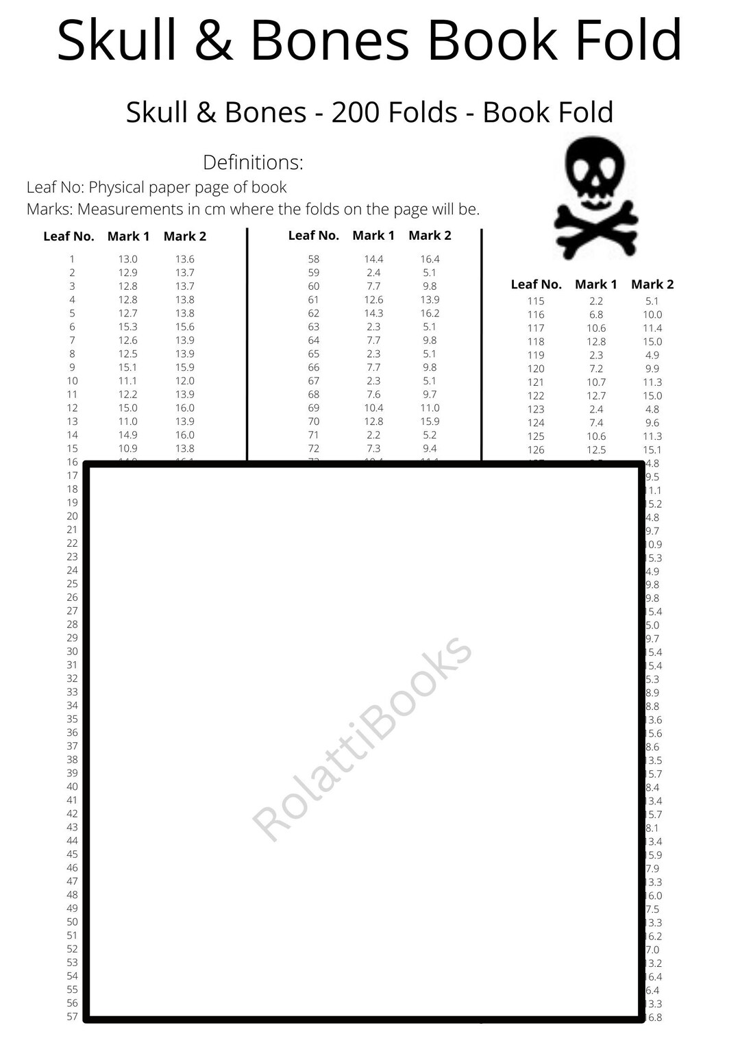 208. Skull & Bones Book Fold - Decoration - 200 Folds - Pattern Only ...