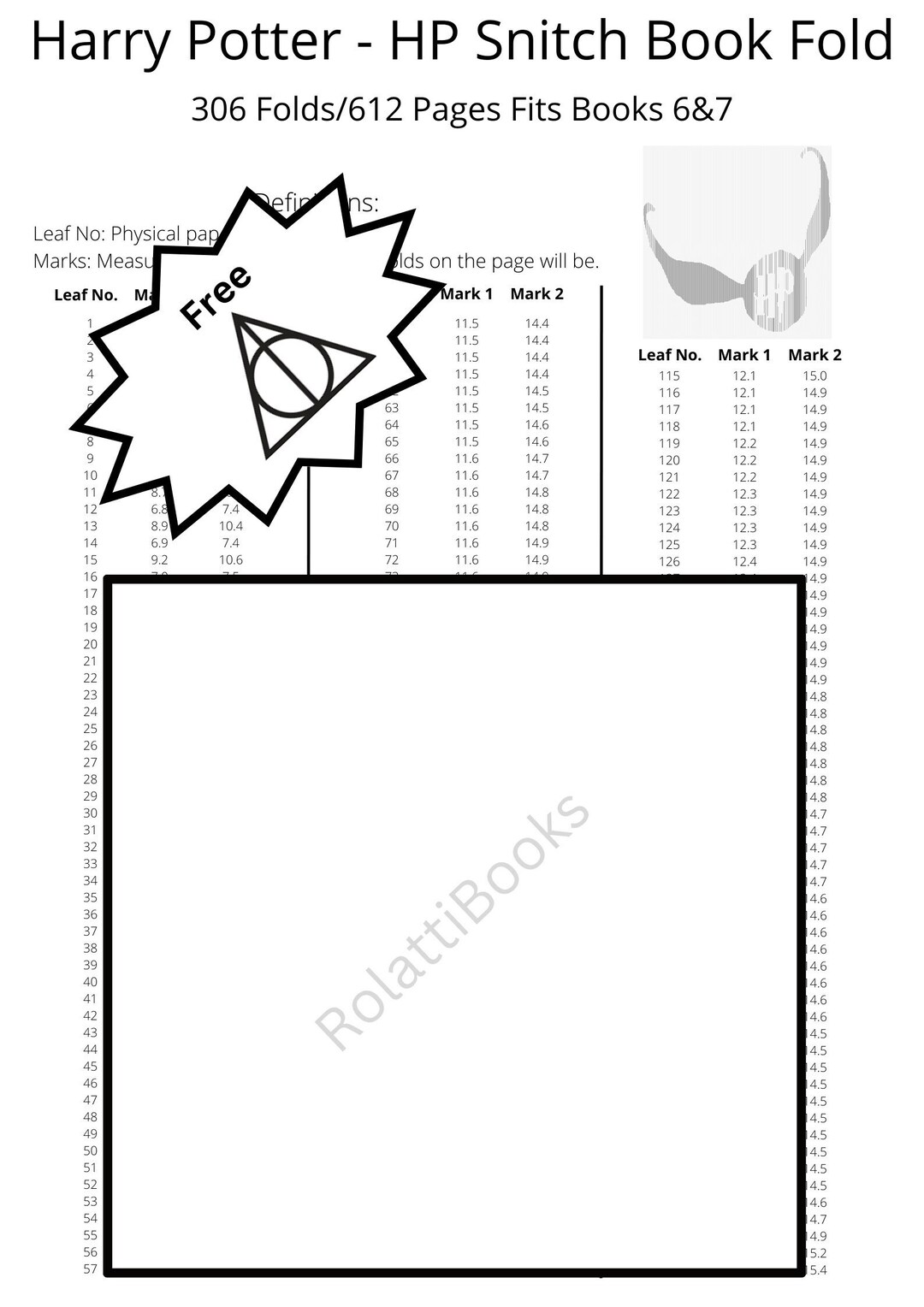 137. HP Snitch Book Fold - Harry Potter - 3 Sizes + 6 Free Deathly ...