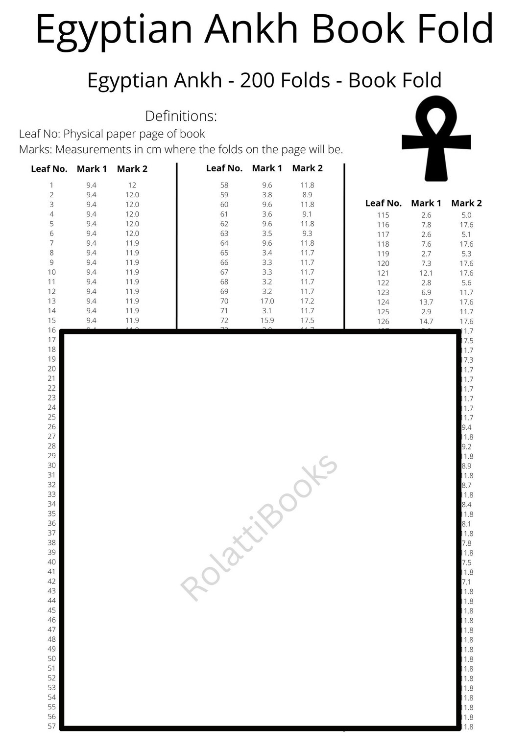 149. Egyptian Ankh Book Fold - History - 200 Folds - Pattern Only ...
