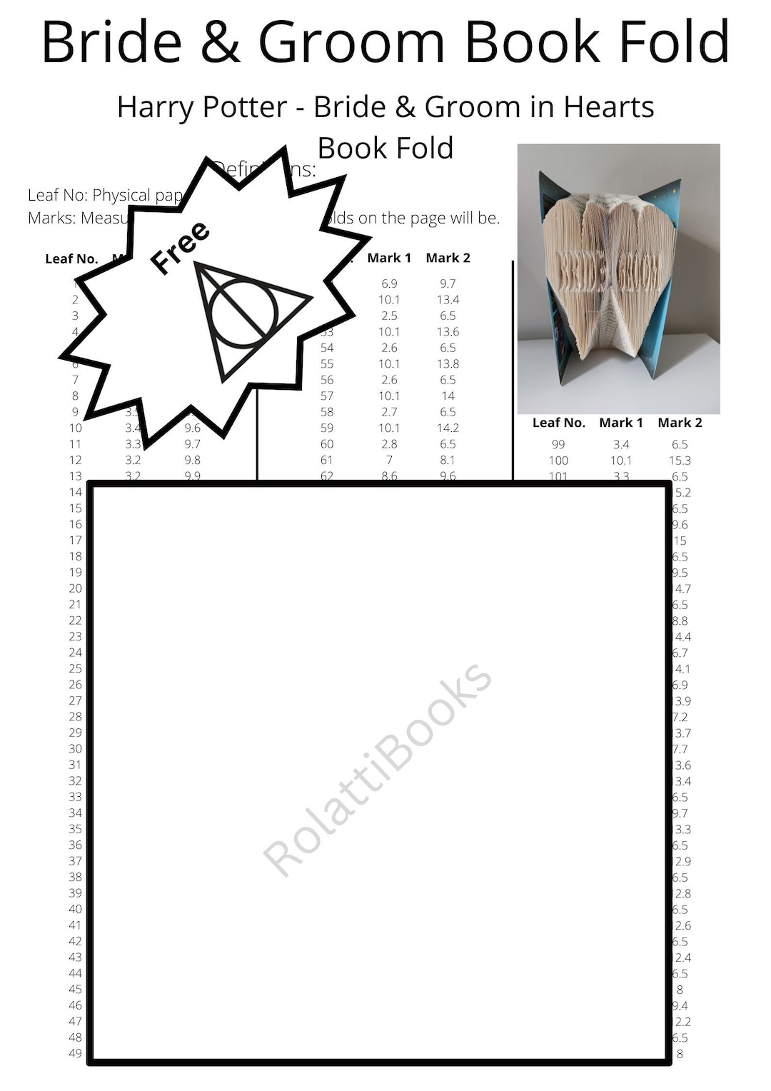 302. Wedding Book Fold - "bride" & "groom" in Hearts - HP - 320 Folds ...