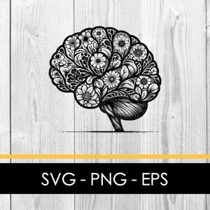 Floral Brain Svg Png, Neuro Neurologist Vector, Medical Cut Files ...