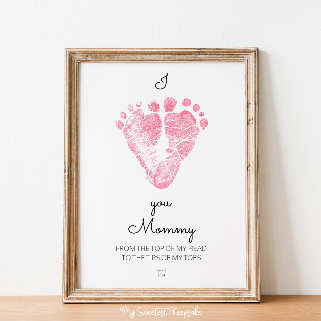 Printable I Love You Mommy Footprint Gift | Baby Keepsake Message ...