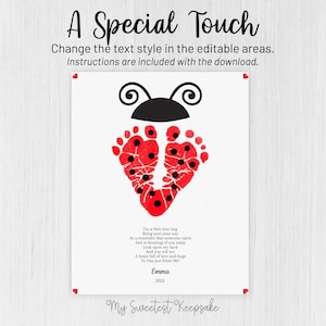 Printable Ladybug Footprint Gift | Mother's Day Gift | Gift for Grandma ...