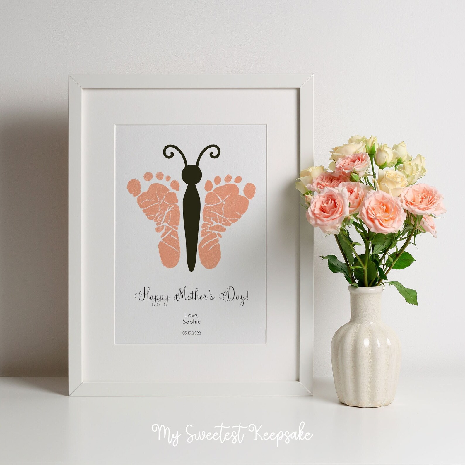 Printable Mother's Day Gift Butterfly Baby Footprint - Etsy