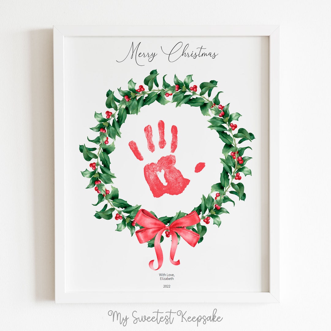 Printable Christmas Wreath Handprint Keepsake Merry Christmas Craft for ...